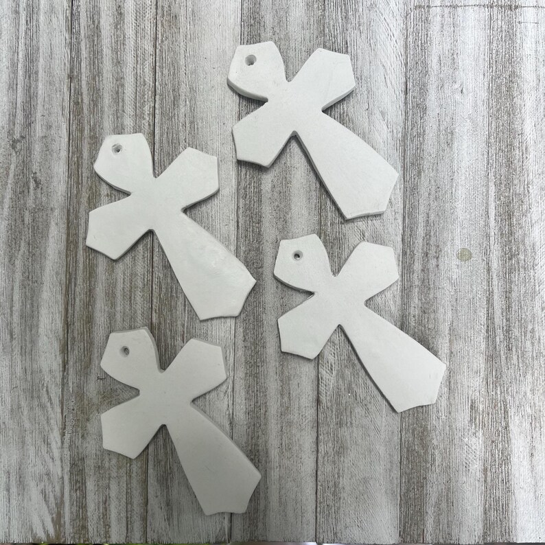 Unfinished Clay Crosses: 5" DIY Craft Ornaments, Set of Four Unfinished ...