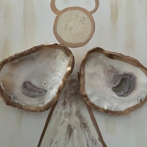 Angel Painting With Oyster Shell Wings, Oyster Shell Art, Angel Wall ...