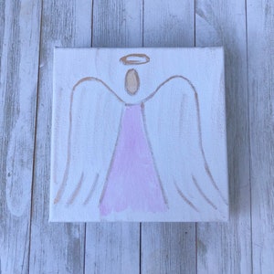 Blue Angel Painting on Canvas, Hand Painted Angel Wall Art, Guardian ...