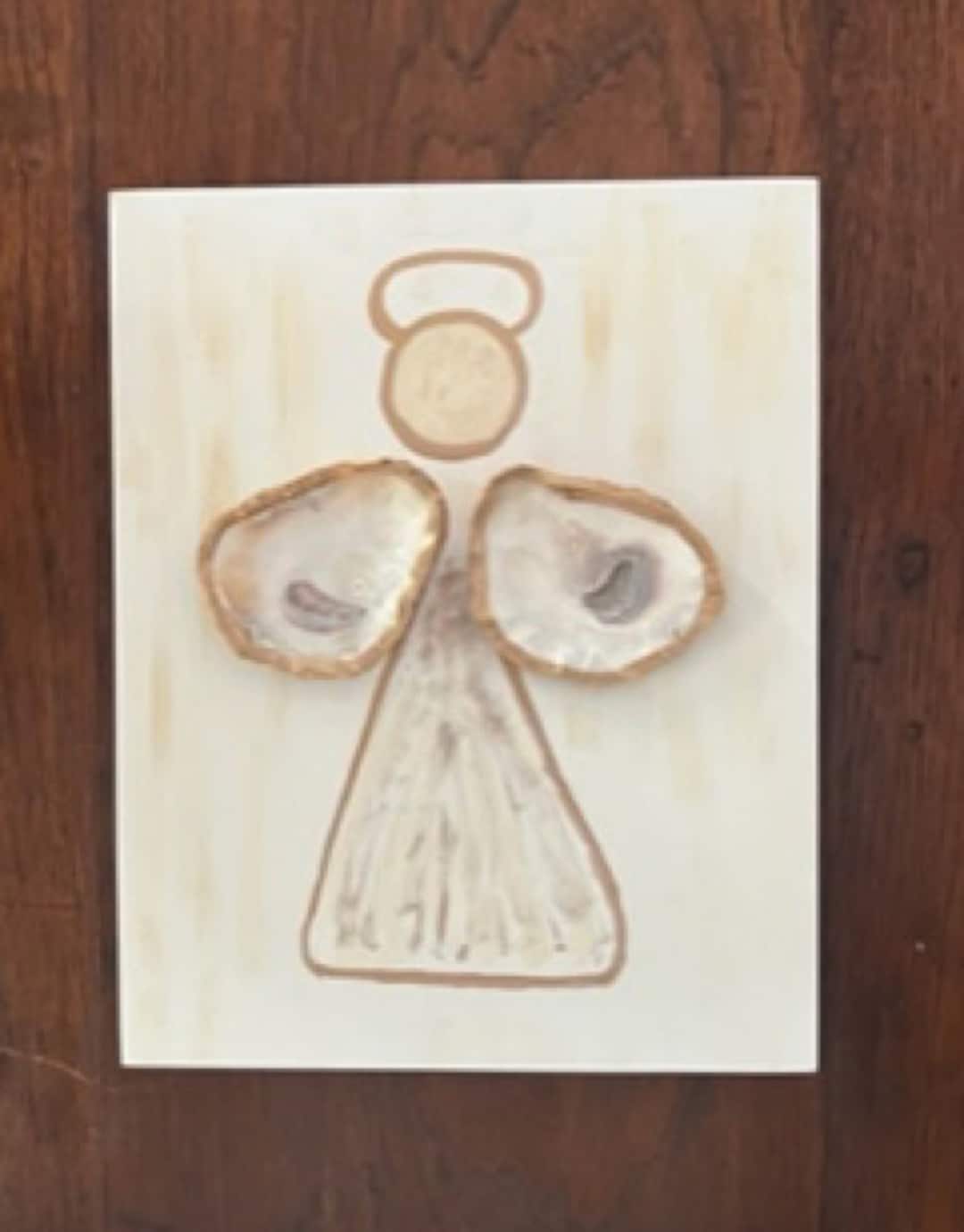 Angel Painting With Oyster Shell Wings, Oyster Shell Art, Angel Wall ...
