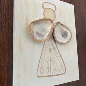 Angel Painting With Oyster Shell Wings, Oyster Shell Art, Angel Wall ...