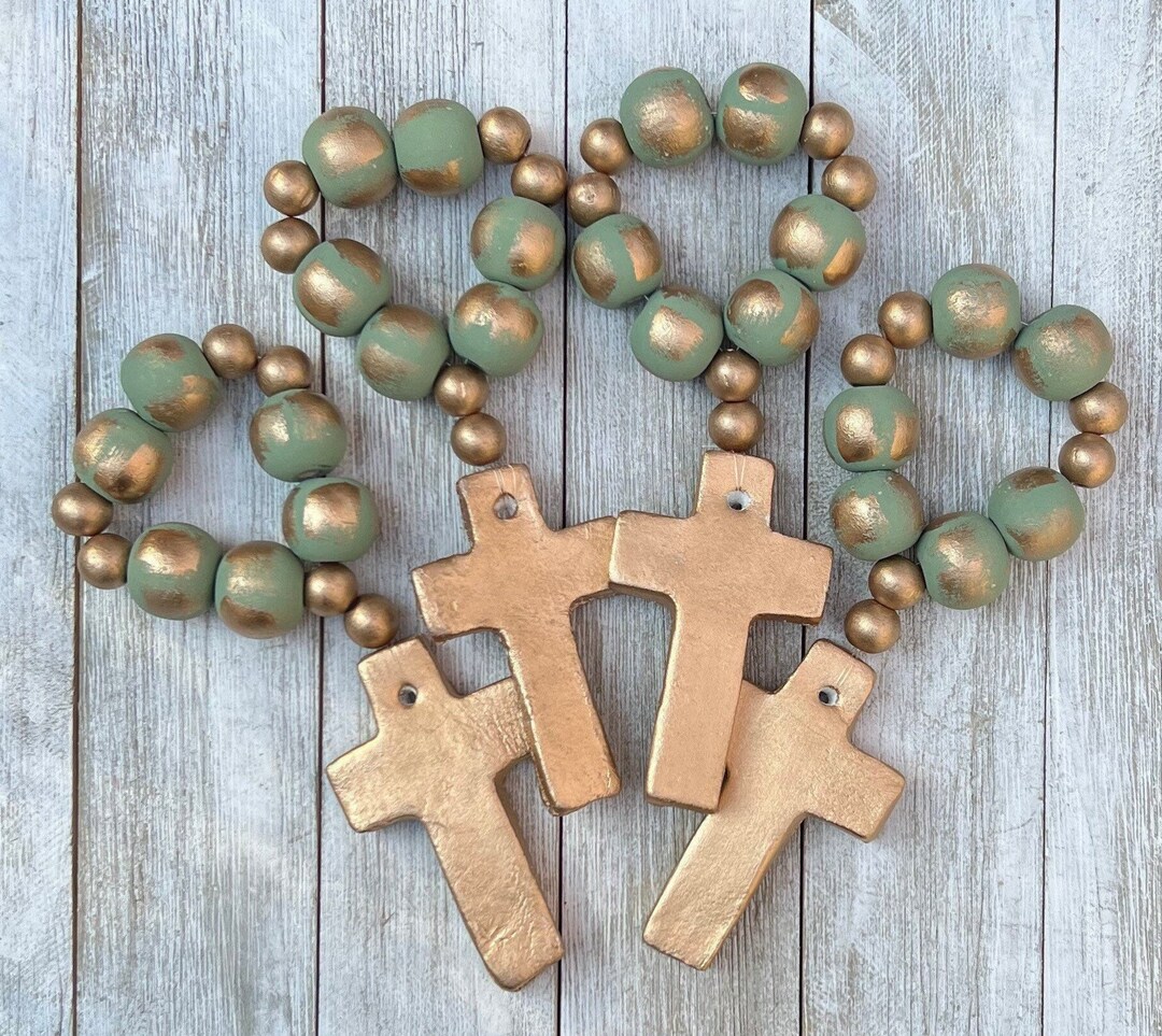 Green Napkin Rings With Gold Cross, Napkin Holders With Gold Cross ...