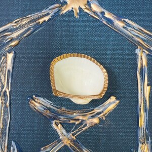 Nativity Artwork With Shell, Small Nativity Wall Art, Coastal Christmas ...