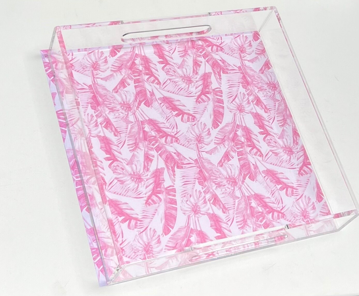 Grey Gold Marbled Acrylic Tray With Handles, 12x12 Decorative Acrylic ...