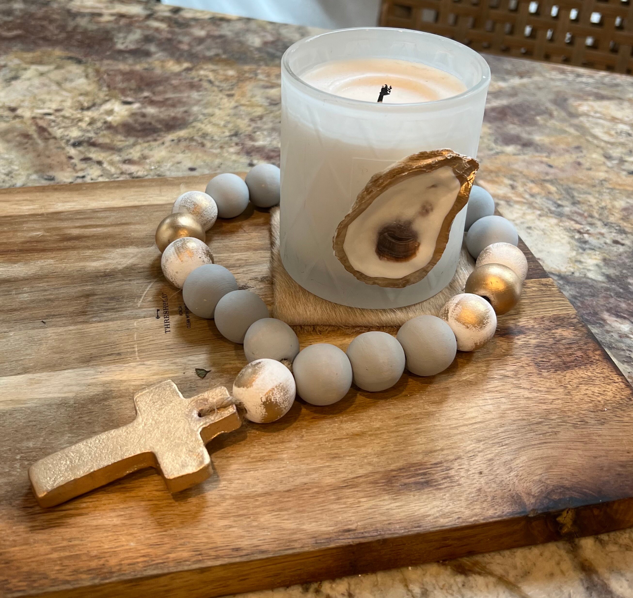 Wood Bead Garland With Gold Cross: Blessing Beads - Etsy