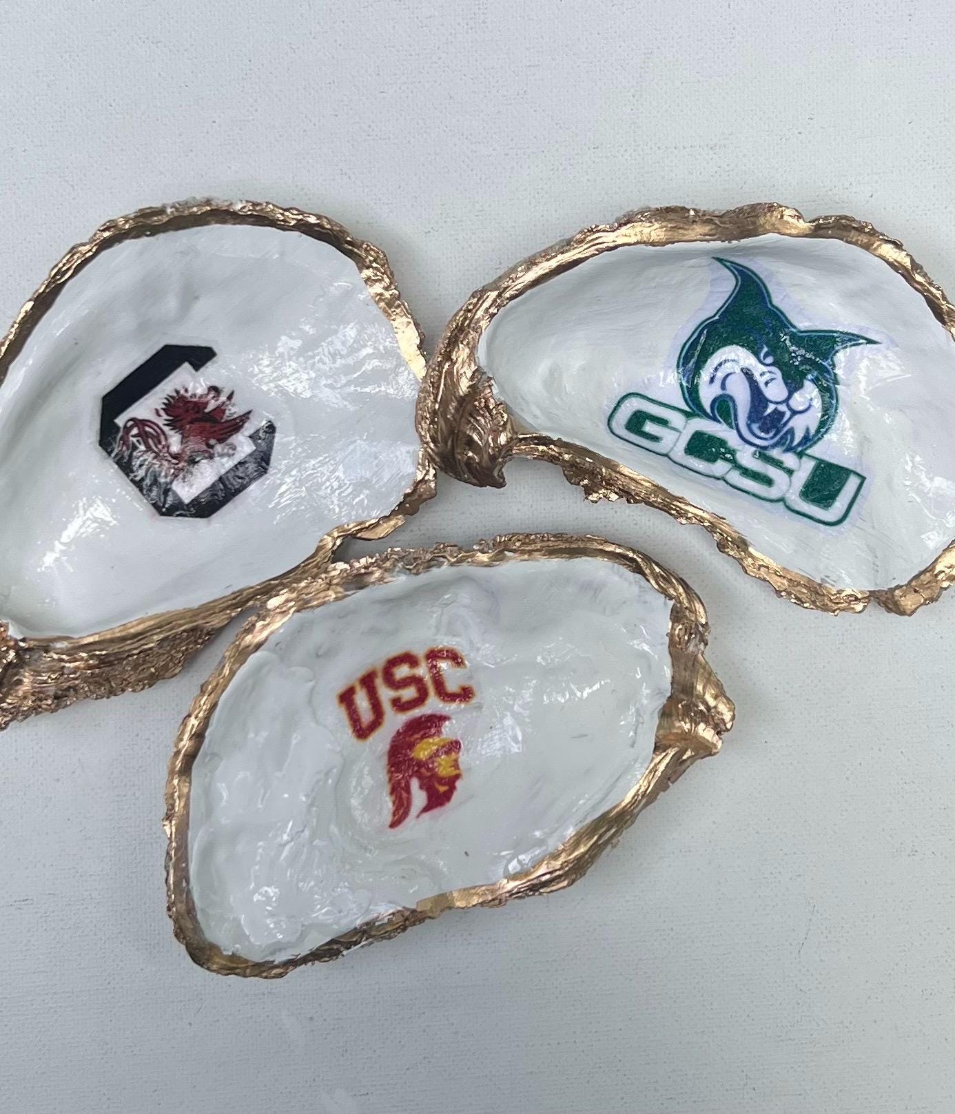 Custom College Logo Oyster Shell Ring Dish, Handcrafted Jewelry Holder ...