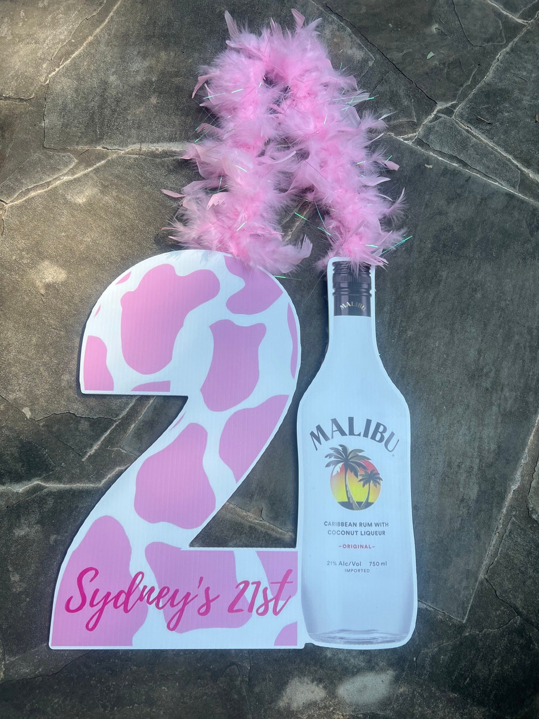 21st Birthday Sign, Custom 21st Sign, Animal Print Sign With Rum Bottle ...