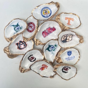 Custom College Logo Oyster Shell Ring Dish, Handcrafted Jewelry Holder ...