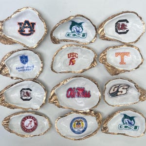 Custom College Logo Oyster Shell Ring Dish, Handcrafted Jewelry Holder ...