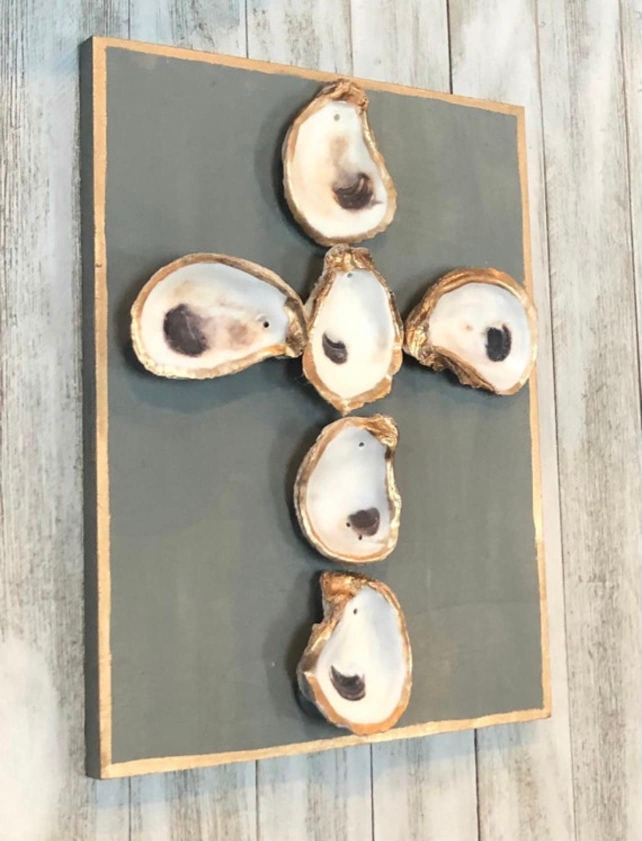 Oyster Shell Cross on Navy Wood Block Oyster Shell Cross Art - Etsy