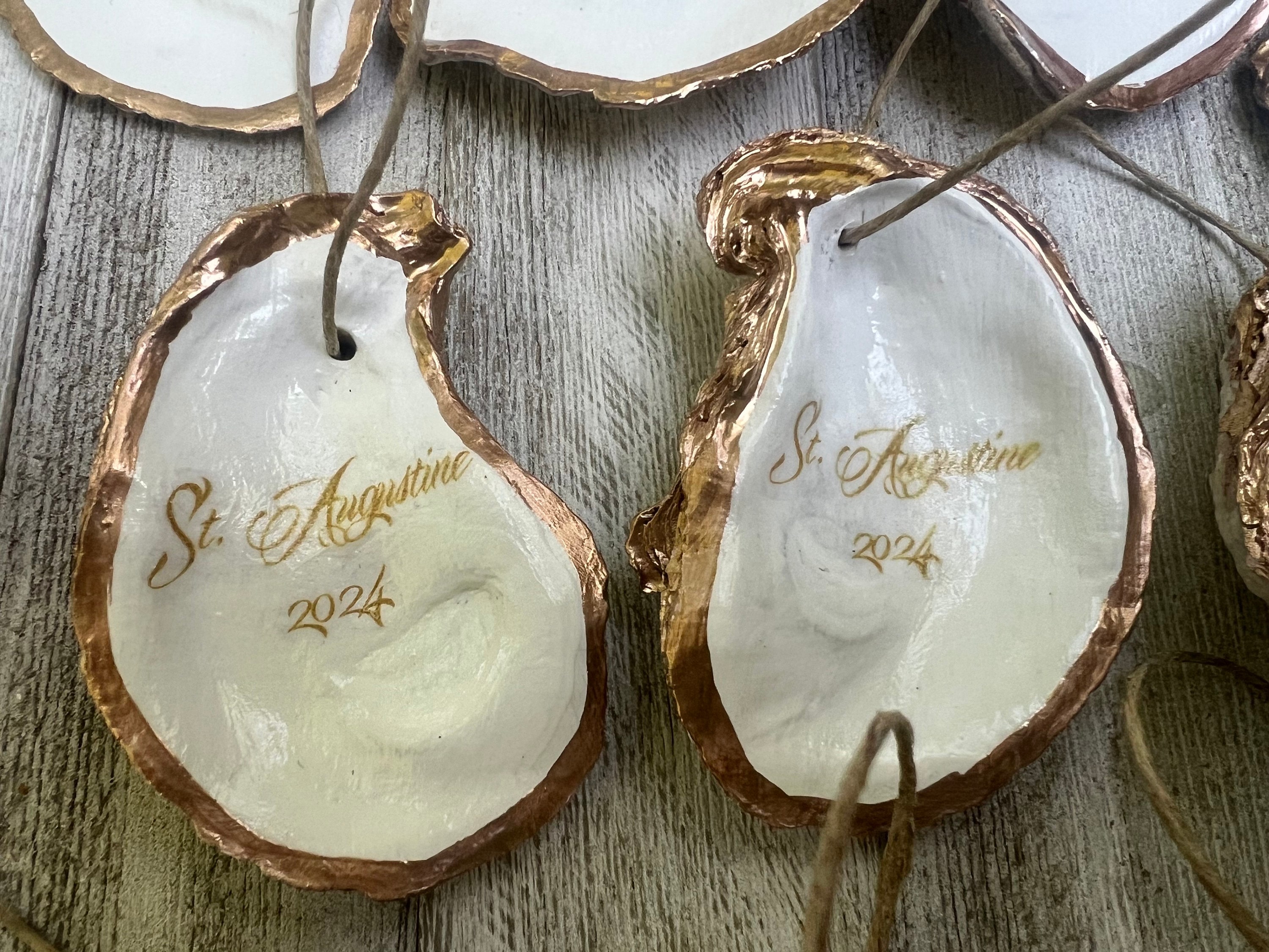 Personalized Oyster Shell Ornaments, Coastal Beach Wedding Favors ...