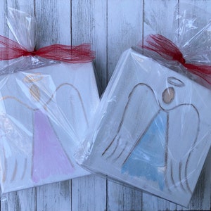 Blue Angel Painting on Canvas, Hand Painted Angel Wall Art, Guardian ...