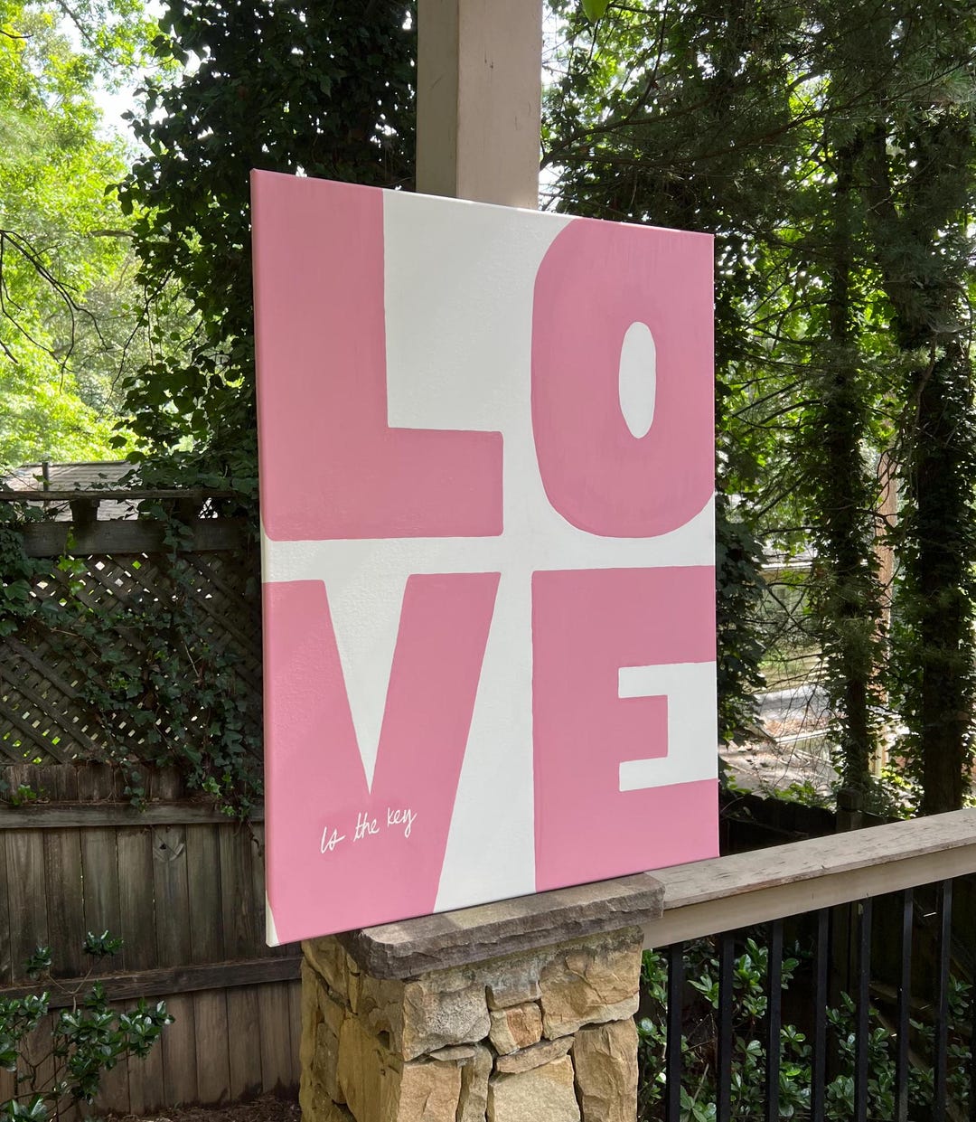 Large Hand Painted Love Art, Pink Love Artwork, College Grad Gift Idea ...