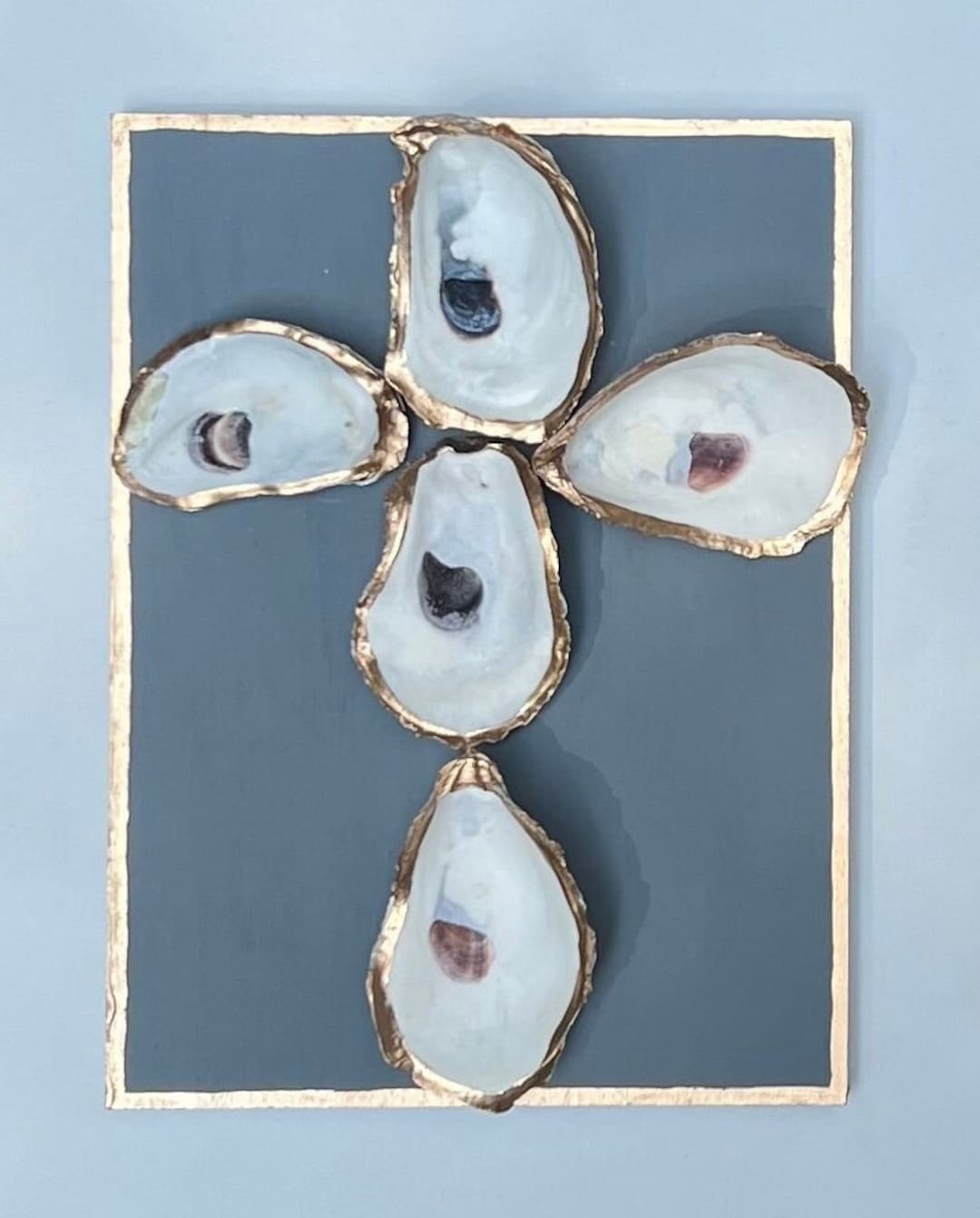 Oyster Cross on Wood, Oyster Shell Art, Oyster Cross Artwork, Beach ...