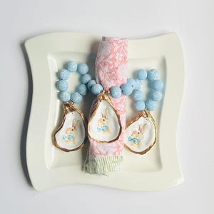 Easter Bunny Napkin Rings With Pastel Beads and Oyster Shell, Peter ...