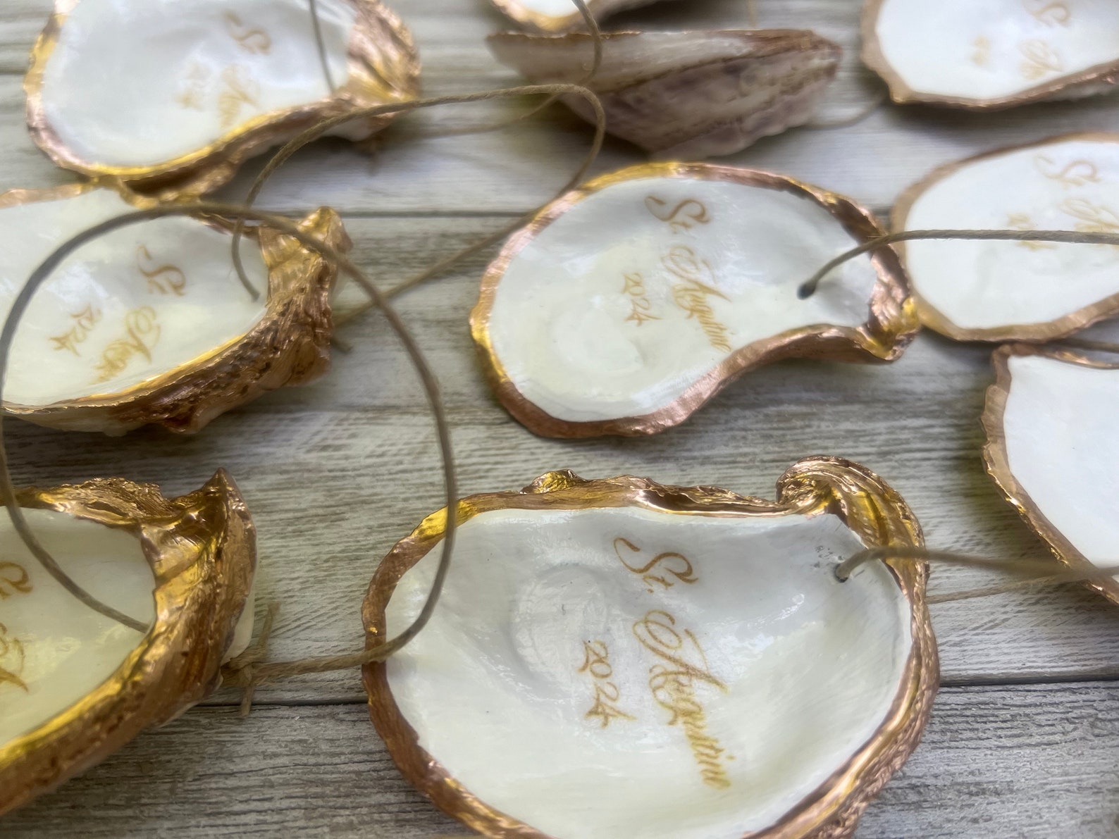 Personalized Oyster Shell Ornaments, Coastal Beach Wedding Favors ...