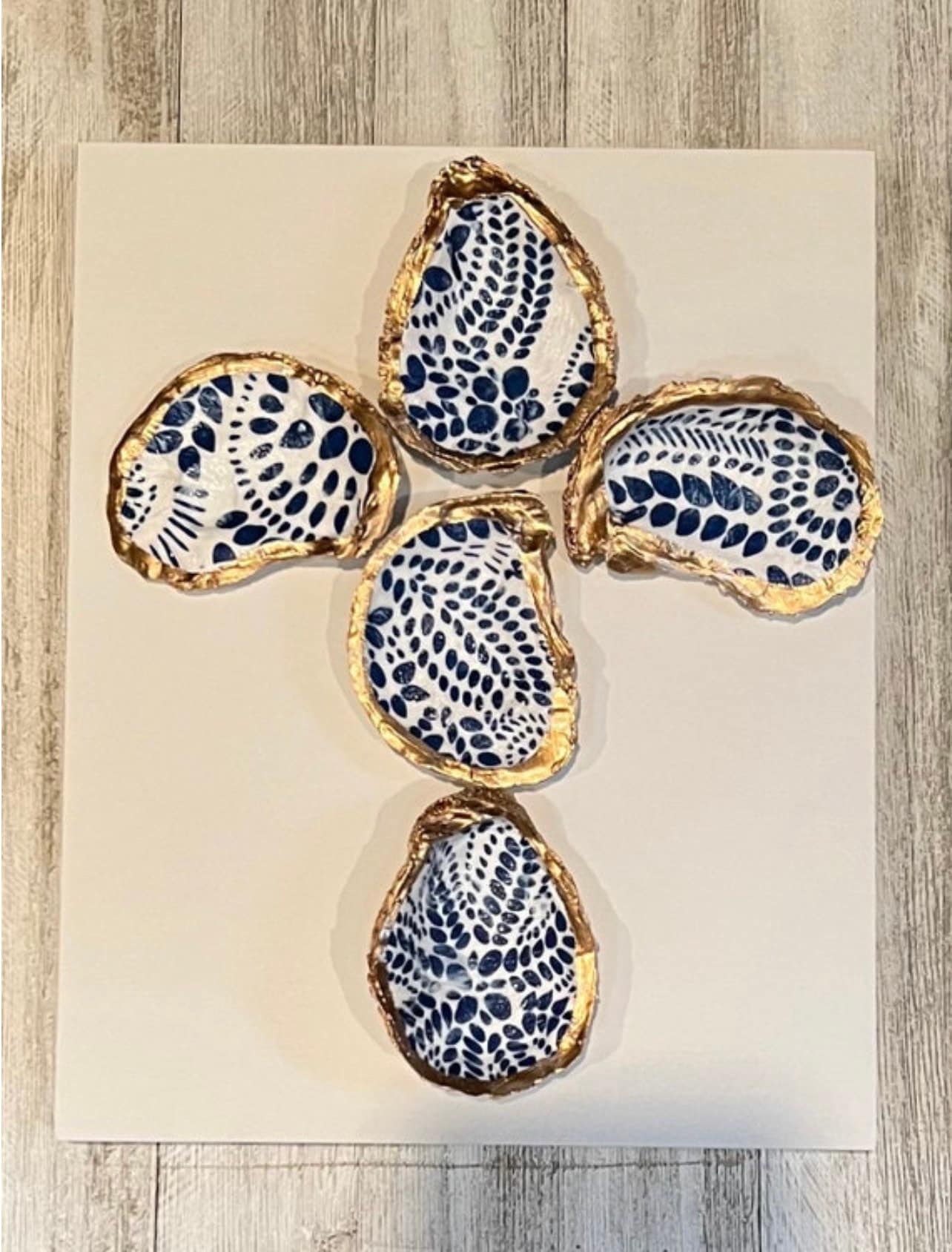 Oyster Shell Cross on Navy Wood Block Oyster Shell Cross Art - Etsy