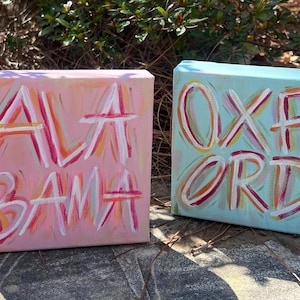 Hand Painted College Town on Canvas Graffiti Style, Graduation Gift ...
