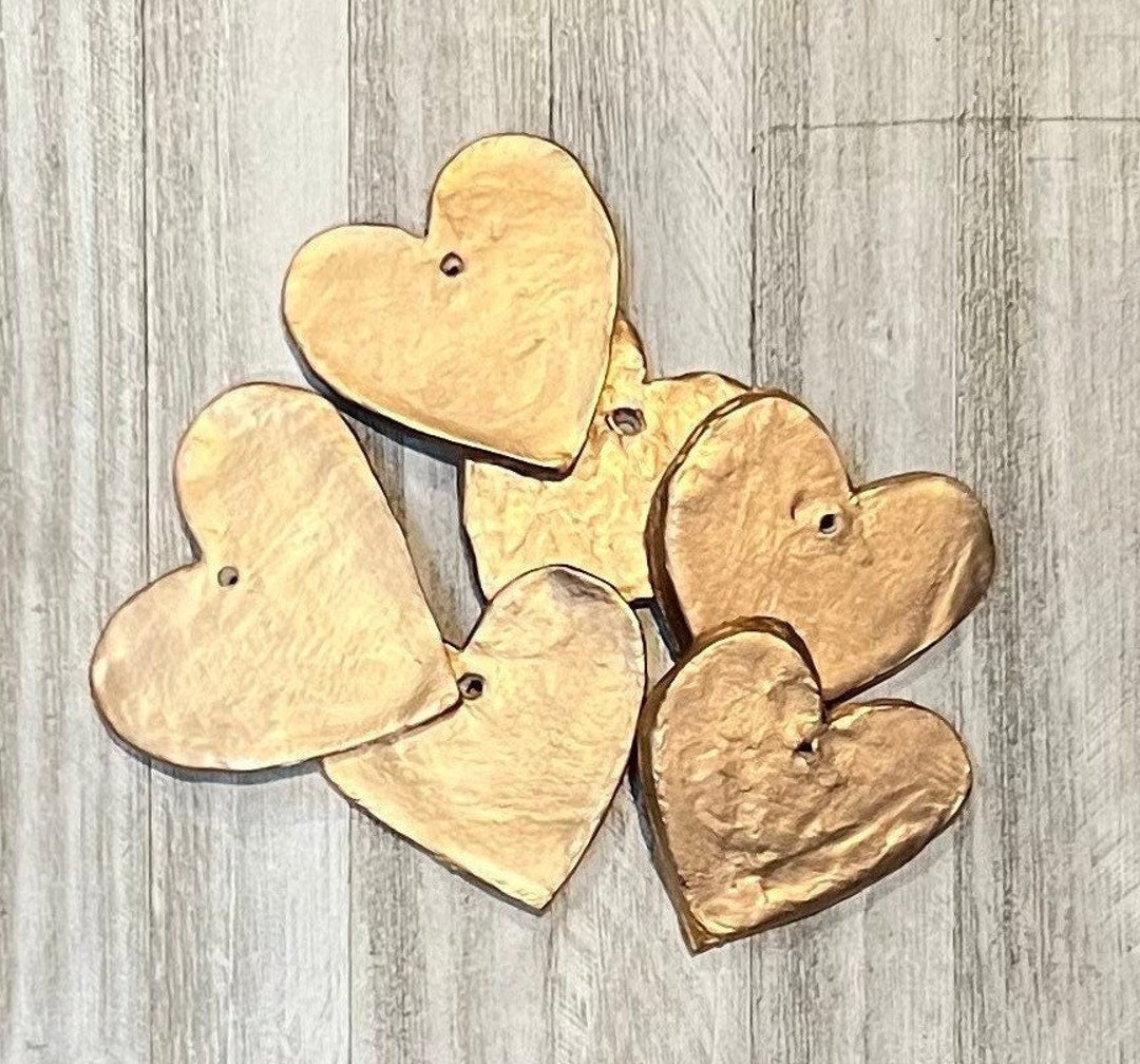 Handmade Gold Clay Heart Charms: DIY Ornament Garland Supplies - Etsy