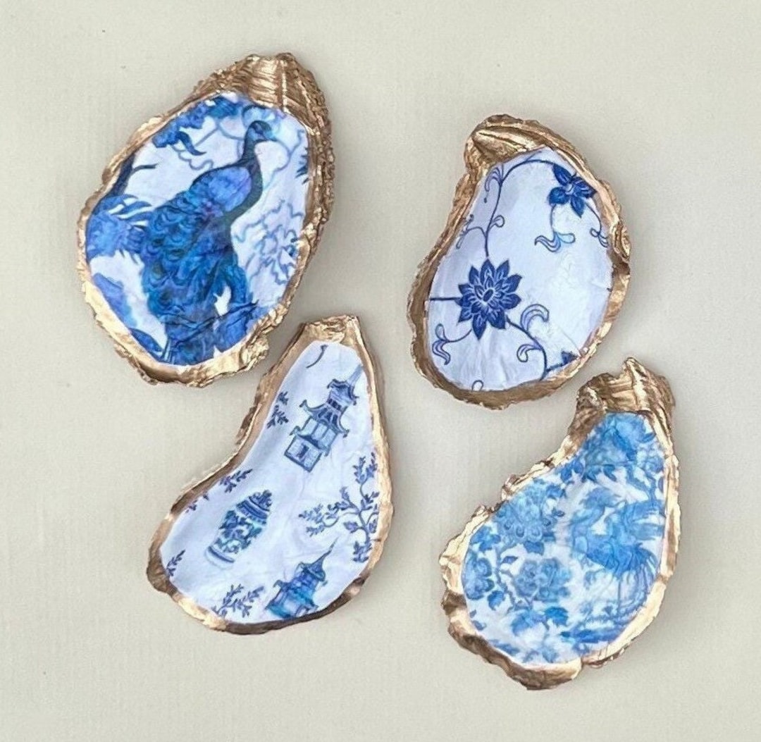 Charming Blue Shell Ring Dish, Coastal Wedding and Bridal Shower Favors ...