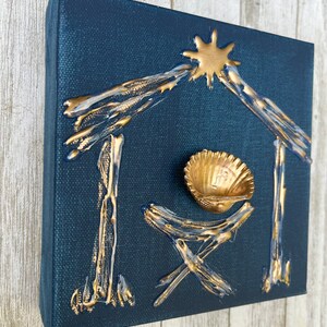Nativity Artwork With Shell, Small Nativity Wall Art, Coastal Christmas ...