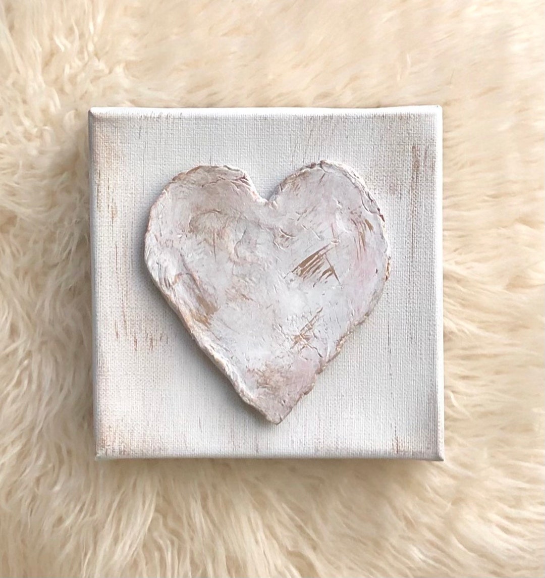 Small Heart on Canvas Wall Art, Rustic Heart Artwork, Mini Canvas Art ...
