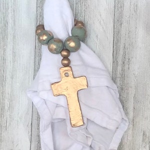 Green Napkin Rings With Gold Cross, Napkin Holders With Gold Cross ...