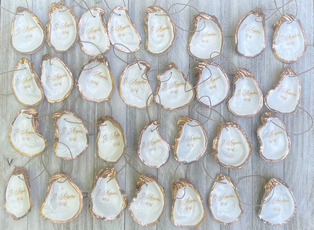 Custom Oyster Shell Ornament: Beach Wedding Favors, Coastal Mementos - Etsy