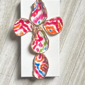 Oyster Shell Cross, Shell Cross on Canvas, Unique Cross Artwork, Cross ...