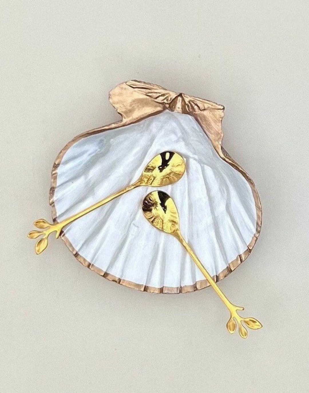White Scallop Shell Spoon Rest, Kitchen Spoon Rest, Shell Tea Bag Rest ...