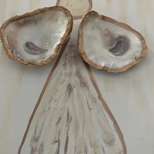 Angel Painting With Oyster Shell Wings, Oyster Shell Art, Angel Wall ...