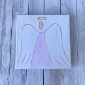 Blue Angel Painting on Canvas, Hand Painted Angel Wall Art, Guardian ...