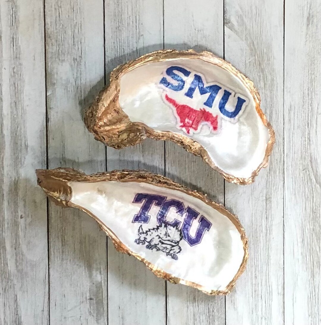 Oyster Shell Ring Dish With College Logo, Custom College Trinket Dish ...