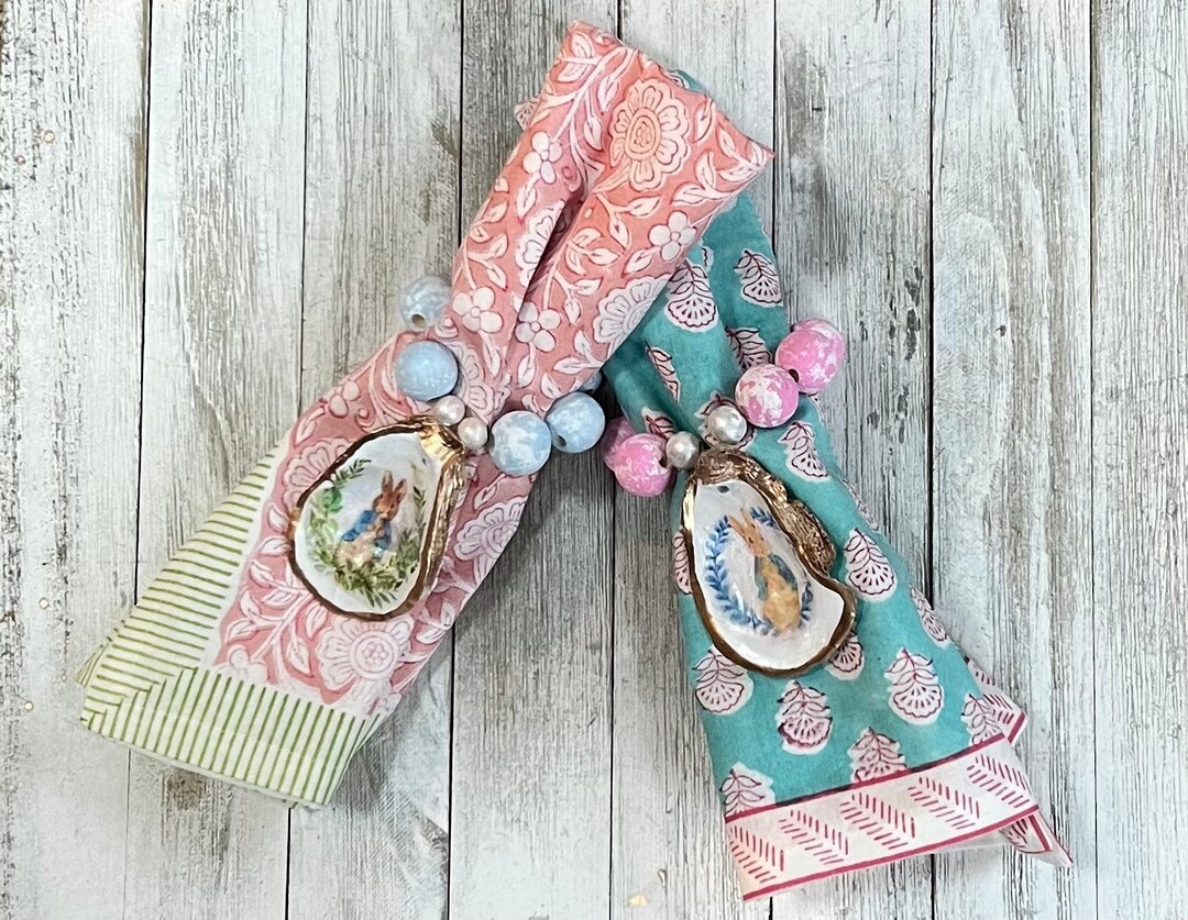 Peter Rabbit Napkin Rings, Easter Napkin Rings With Pastel Beads, Baby ...