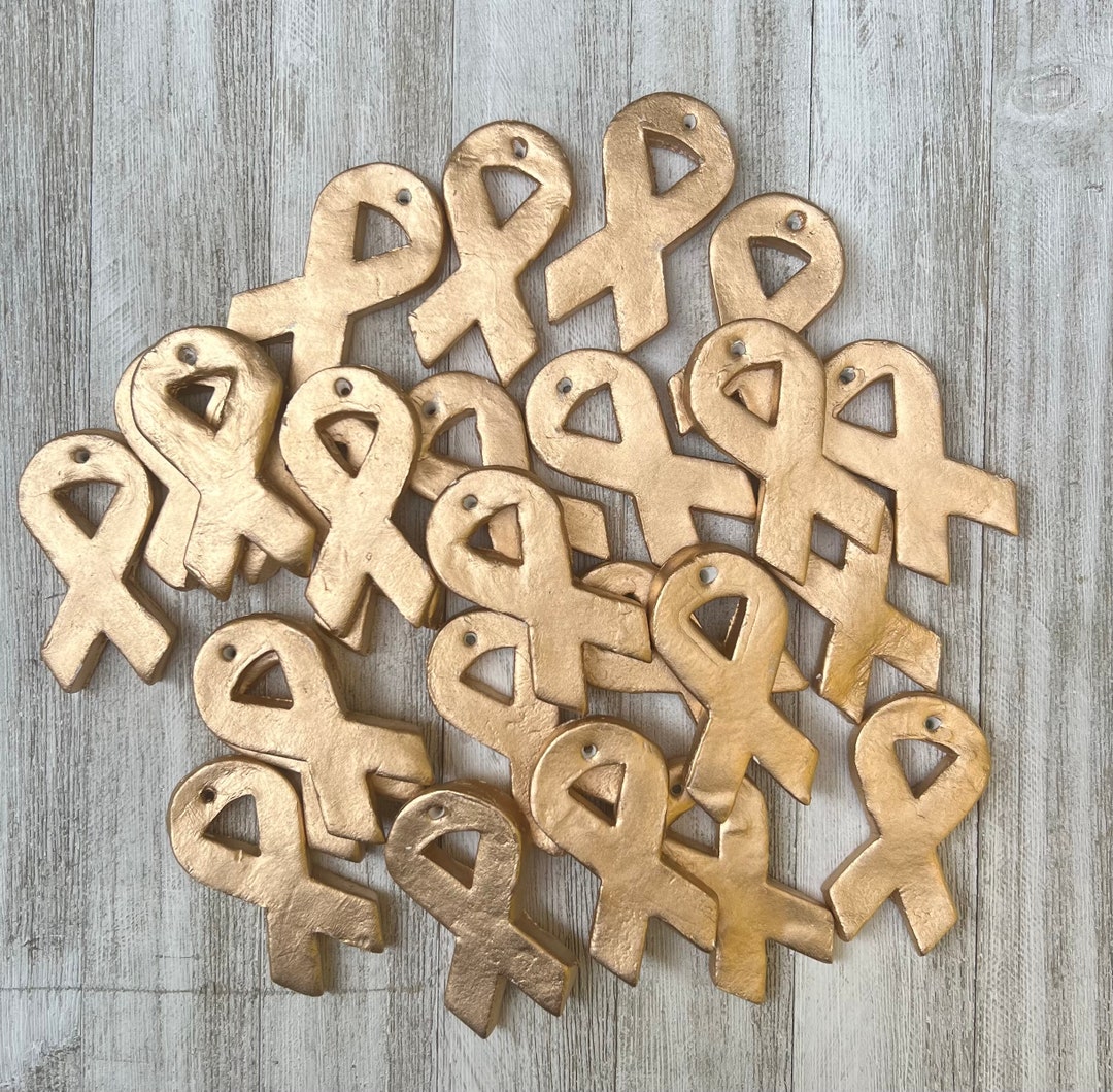 Handmade Gold Breast Cancer Ribbon Charms: DIY Craft Supplies - Etsy