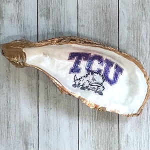 Oyster Shell Ring Dish With College Logo, Custom College Trinket Dish ...