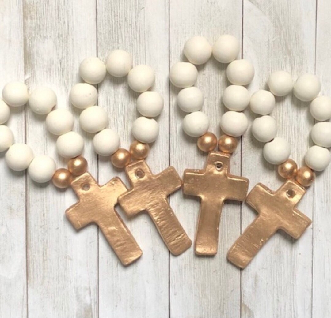 Gold Cross Napkin Rings, Beaded Napkin Rings With Cross, Easter Napkin ...