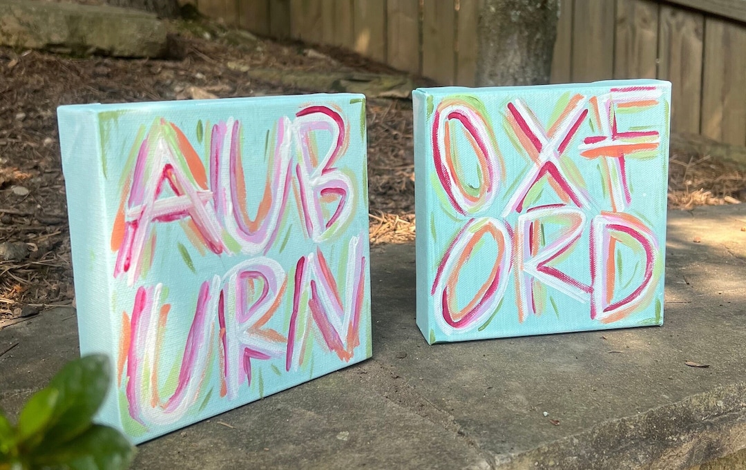 Hand Painted College Wall Art, College Grad Gift Idea, Roommate Gift ...