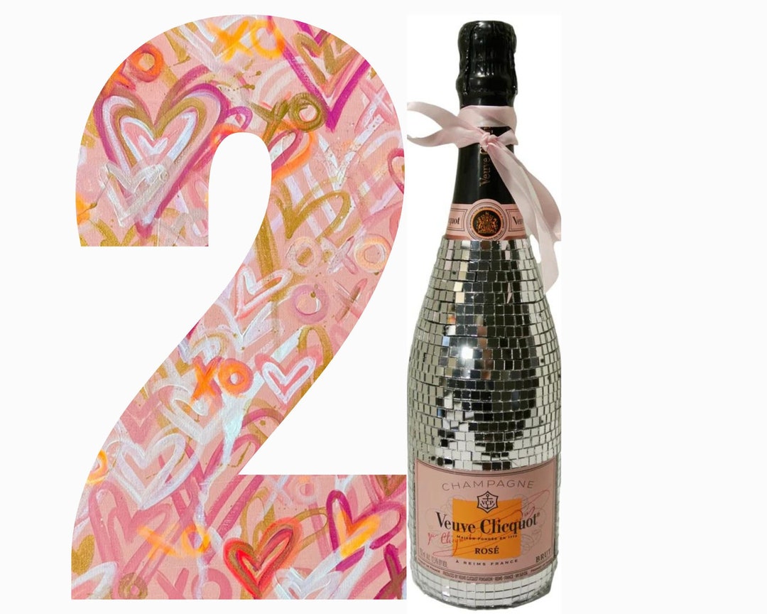 21st Birthday Sign With Champagne, Pink and Orange Hearts, Custom 21st ...