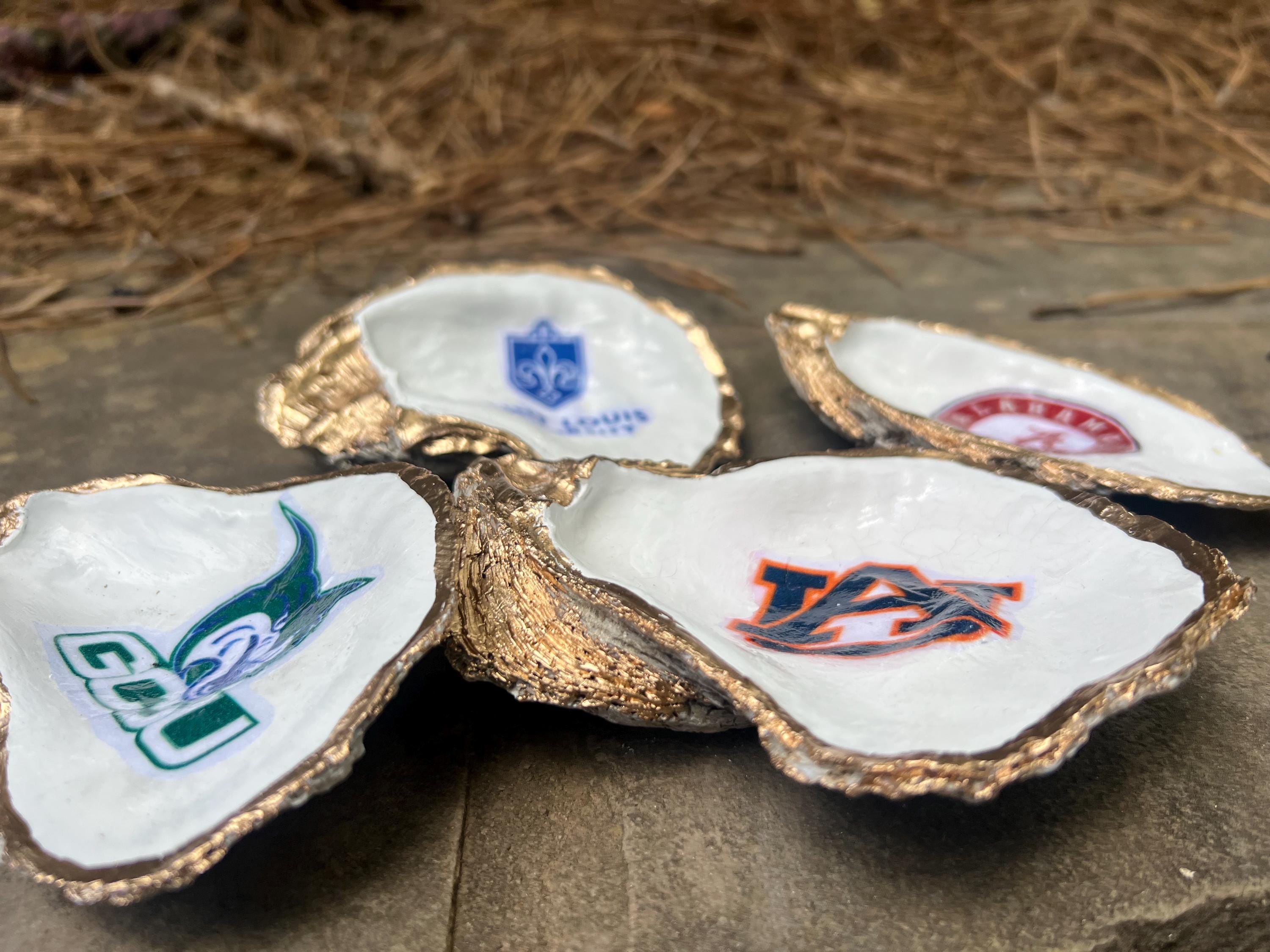 Custom College Logo Oyster Shell Ring Dish, Handcrafted Jewelry Holder ...