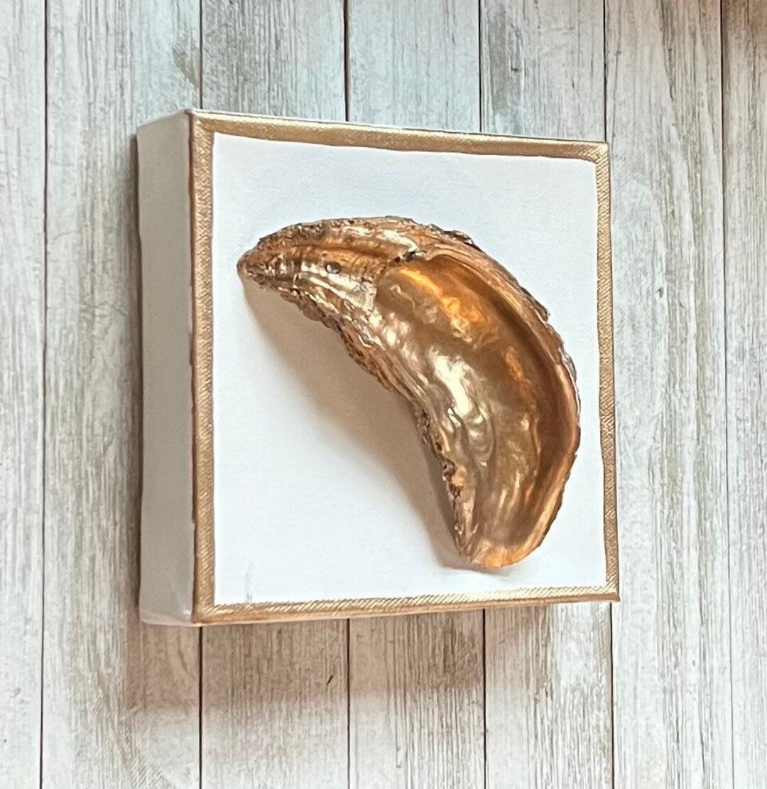 Gold Oyster Shell Wall Art, Beach House Gift, Coastal Wall Art, Beach ...