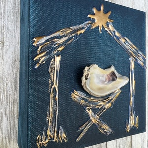 Nativity Artwork With Shell, Small Nativity Wall Art, Coastal Christmas ...
