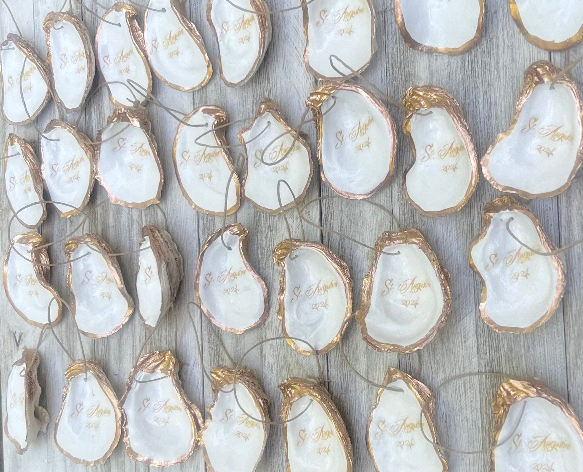 Personalized Oyster Shell Ornaments, Coastal Beach Wedding Favors ...