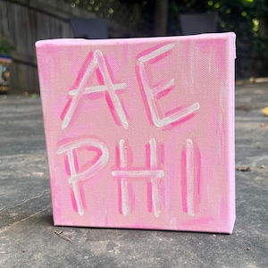 Hand Painted Sorority Wall Art: Pink & White Greek Letter Decor - Etsy