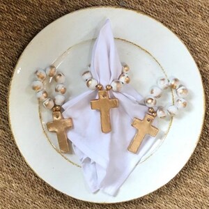 Napkin Rings With Gold Cross, Easter Napkin Holders, Table Decor for ...