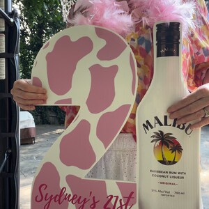 21st Birthday Sign, Custom 21st Sign, Animal Print Sign With Rum Bottle ...