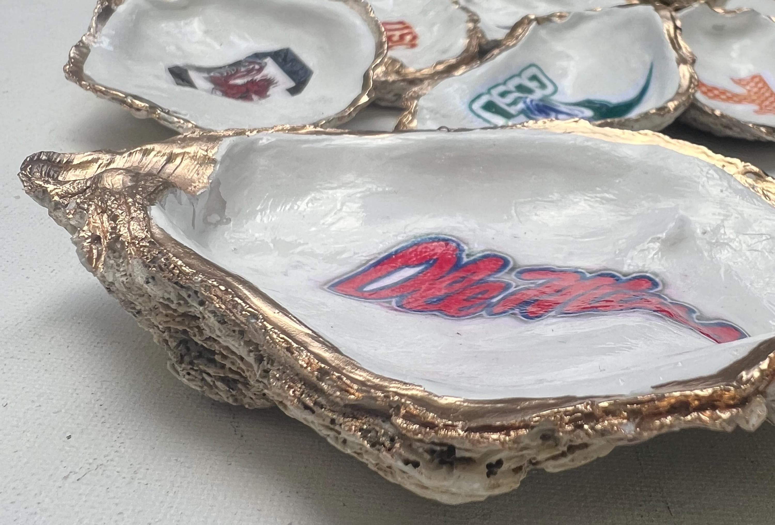 Custom College Logo Oyster Shell Ring Dish, Handcrafted Jewelry Holder ...