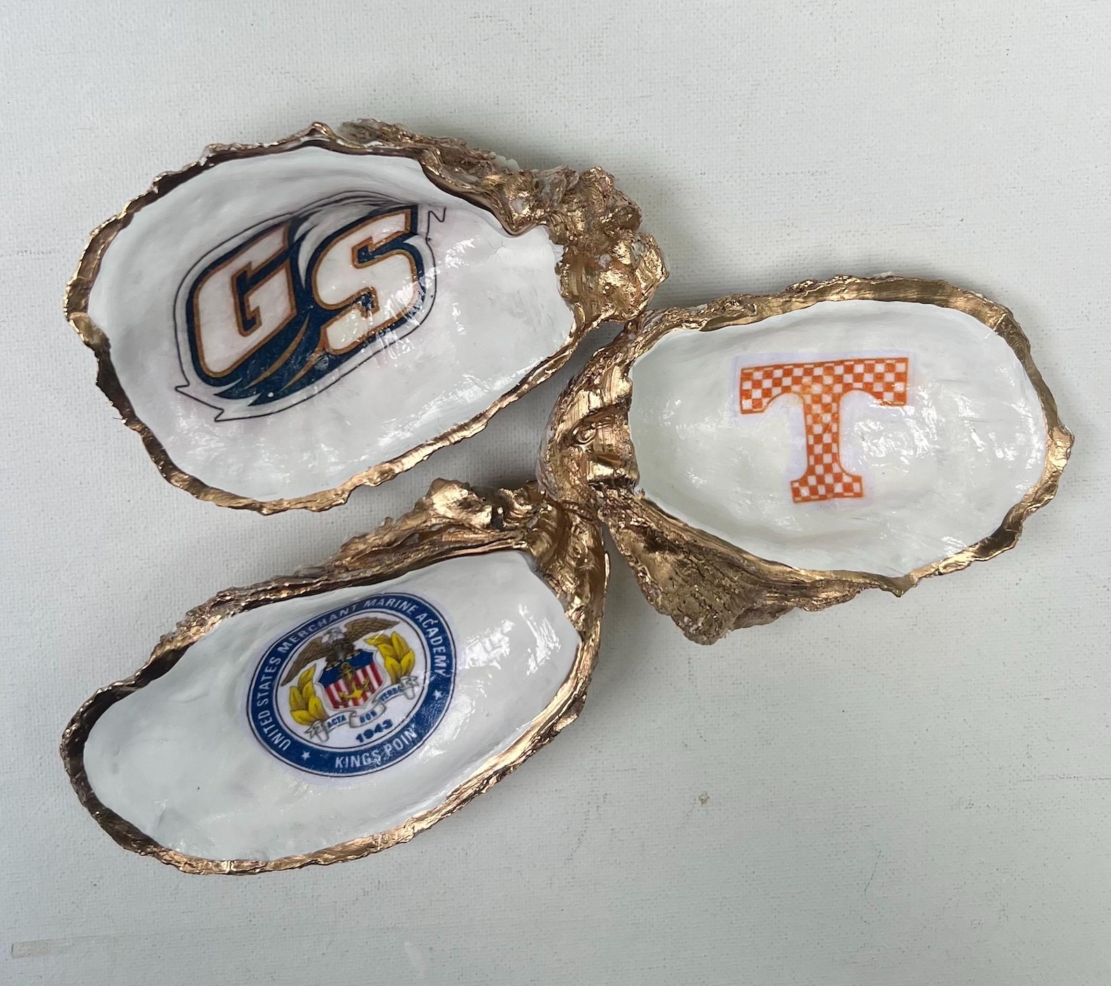 Custom College Logo Oyster Shell Ring Dish, Handcrafted Jewelry Holder ...