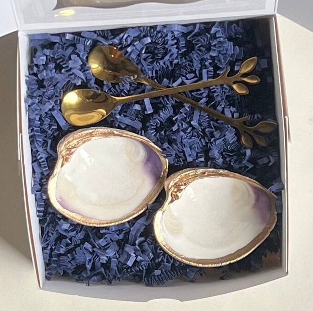 Salt and Pepper Shell Dishes, Pinch Bowls, Unique Hostess Gift Set ...