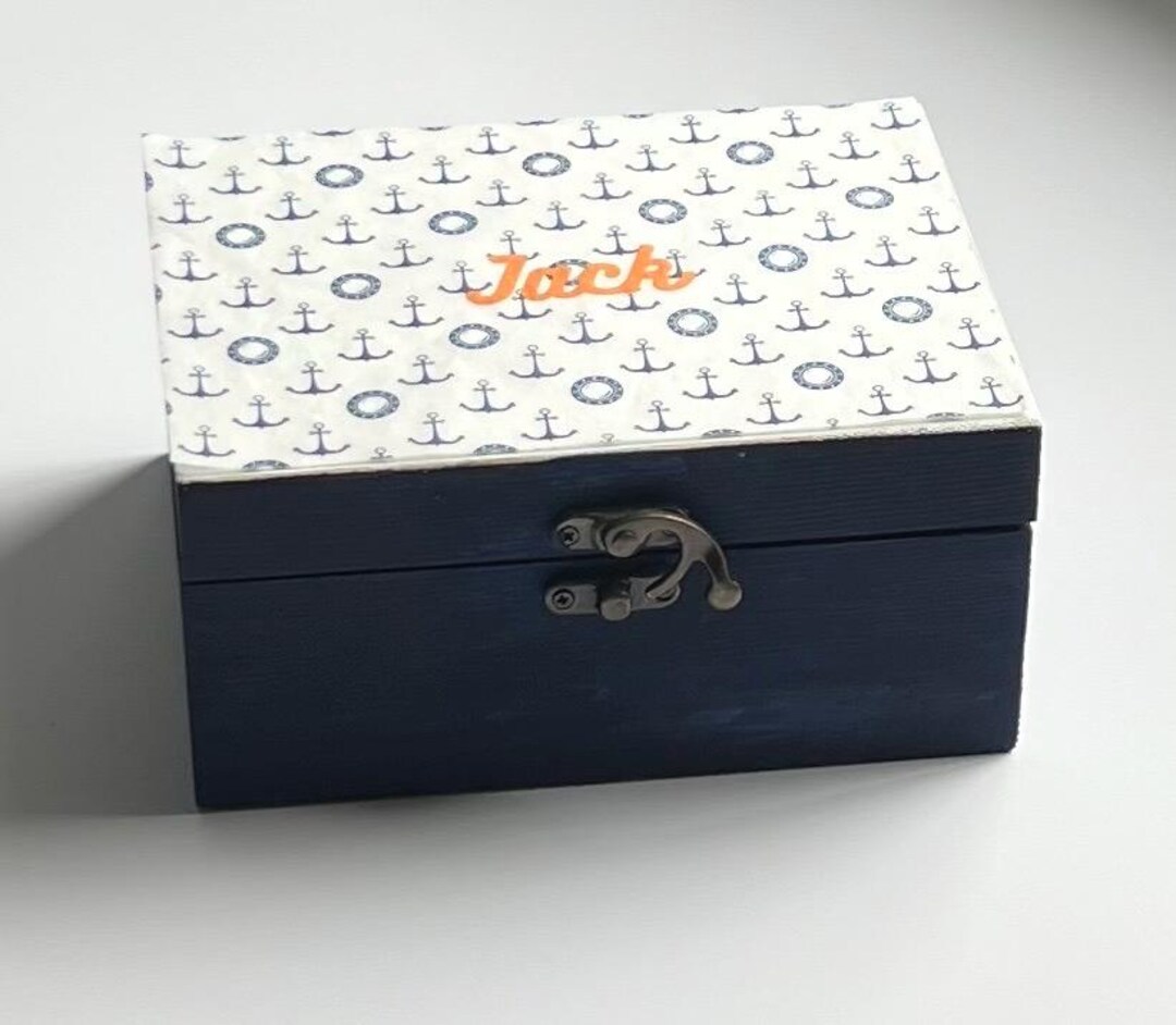 Custom Keepsake Wooden Box for Boys, Personalized Small Wooden Trinket ...